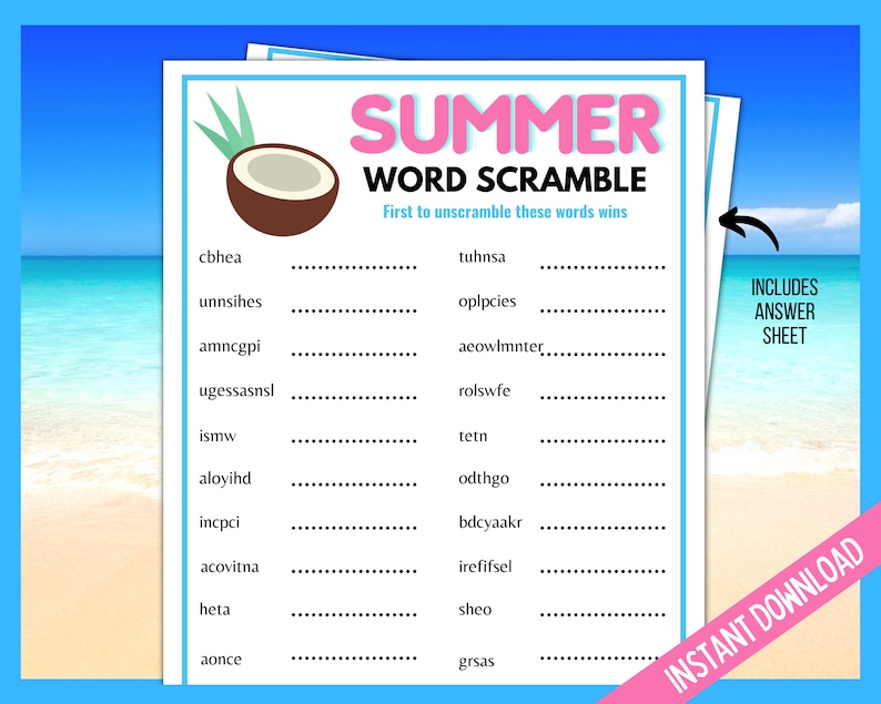 Summer Printable Games Bundle Summertime Activity Summer - Etsy