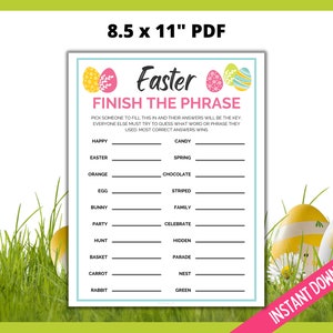 Easter Finish the Phrase, Easter Party Game, Fun Easter Bunny Printable ...