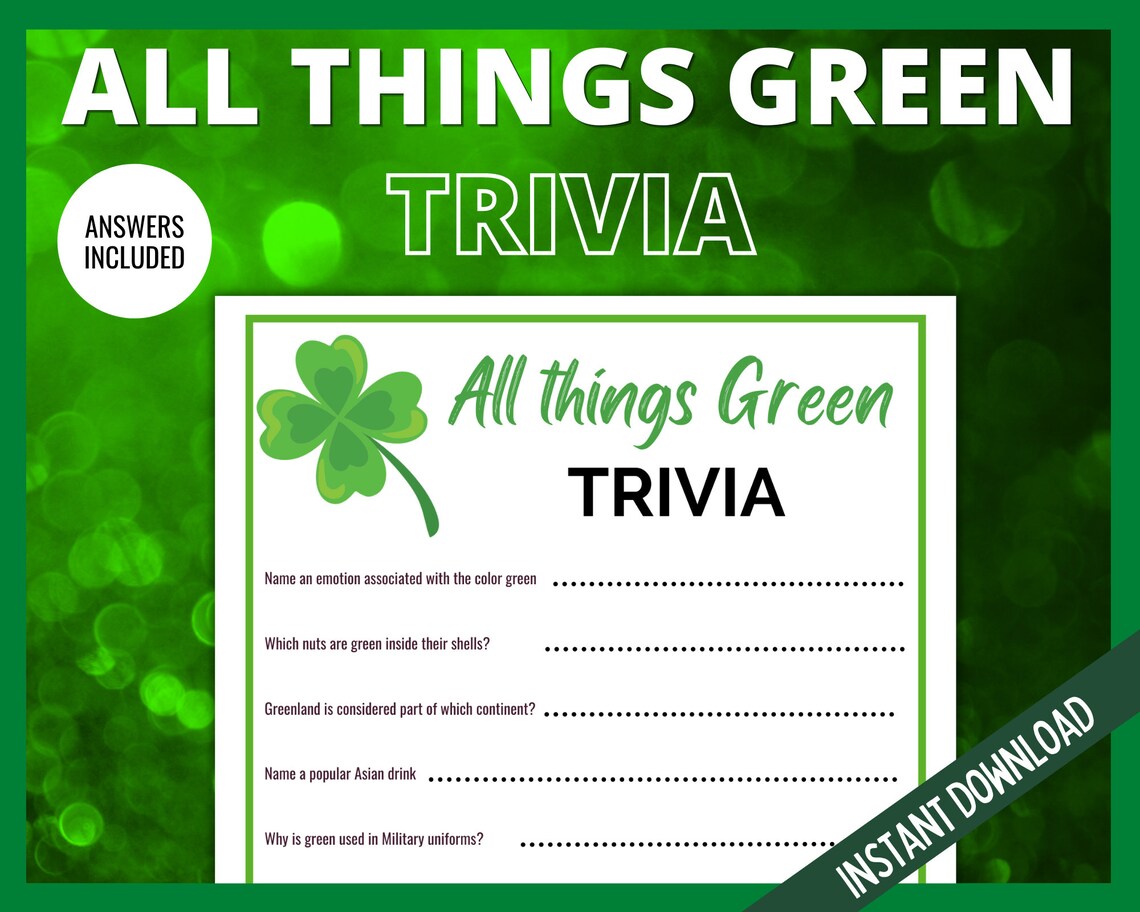All Things Green Trivia St Patrick's Day Green Trivia St | Etsy