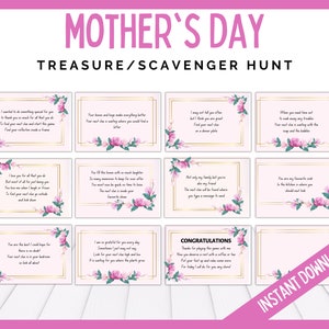Mother's Day Scavenger Hunt, Mother's Day Treasure Hunt Clues, Mothers ...