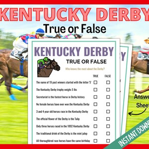 Kentucky Derby True or False Trivia Game, Triple Crown Party Game ...