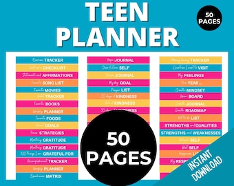Teen Mindset Planner, Printable Teen Daily Journal, Daily Journal for ...