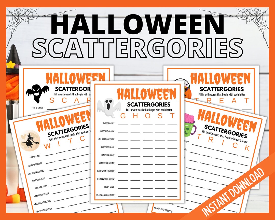 Halloween Scattergories, Halloween Printable Game, Halloween Party Fun ...