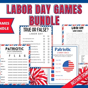 Labor Day Games Bundle, Labor Day Word Search, Labor Day True or False ...