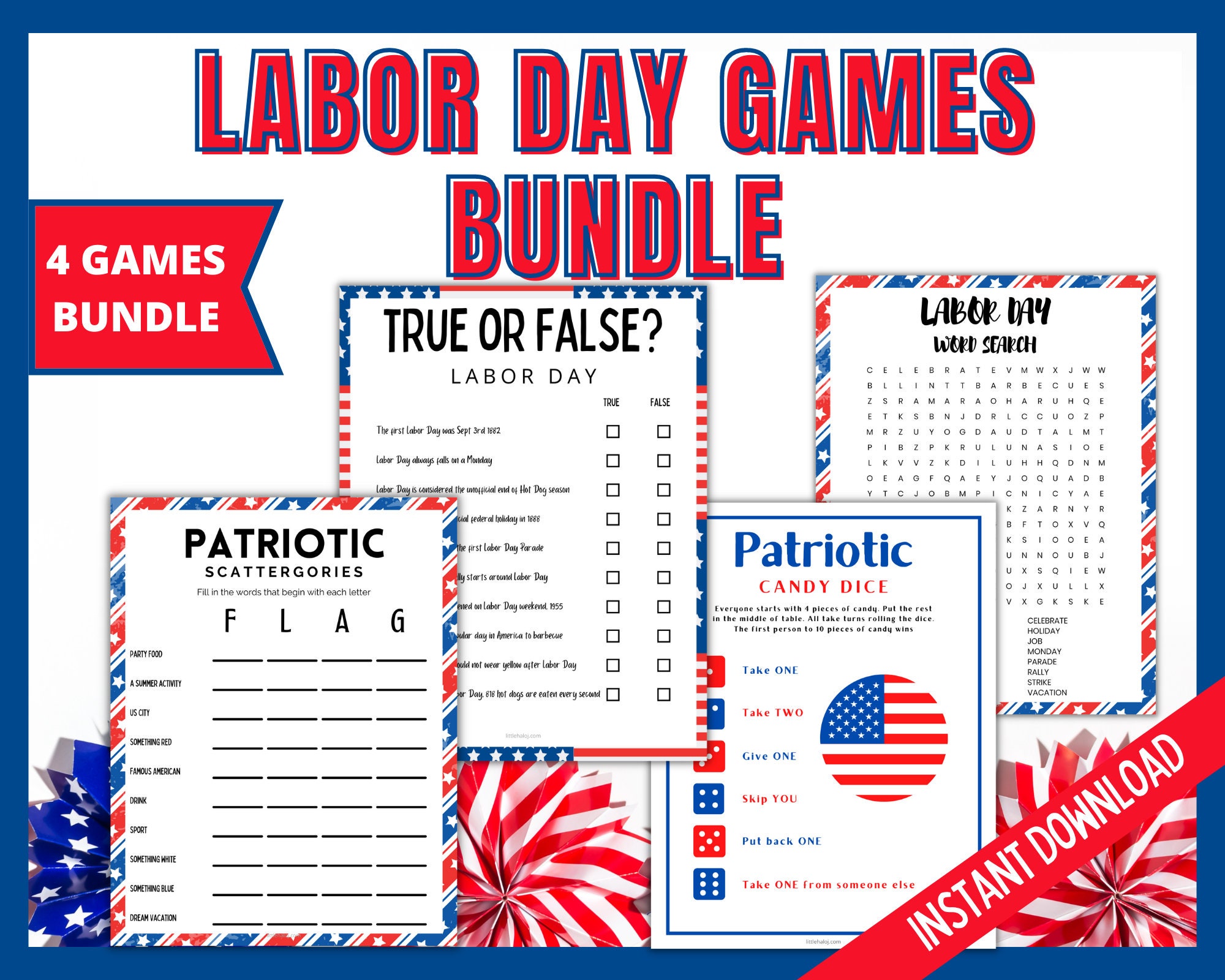 Labor Day Games Bundle Labor Day Word Search Labor Day True - Etsy