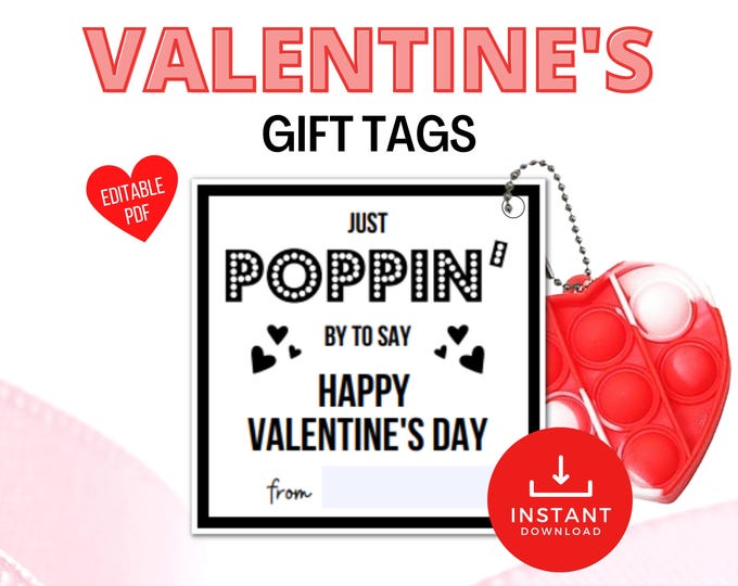 Pop It Valentine's Day Gift Tags | Kids Valentines Printable ...