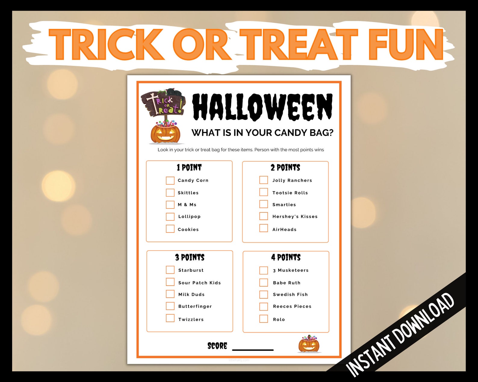 Halloween What is in Your Trick or Treat Bag, Halloween Party Game ...