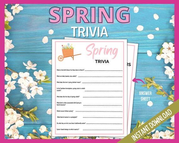 Spring Trivia, Springtime Fun Family Party Games, Spring Party Game ...