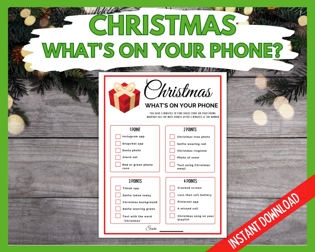 Christmas What's on Your Phone Game, Fun Christmas Game, Christmas ...