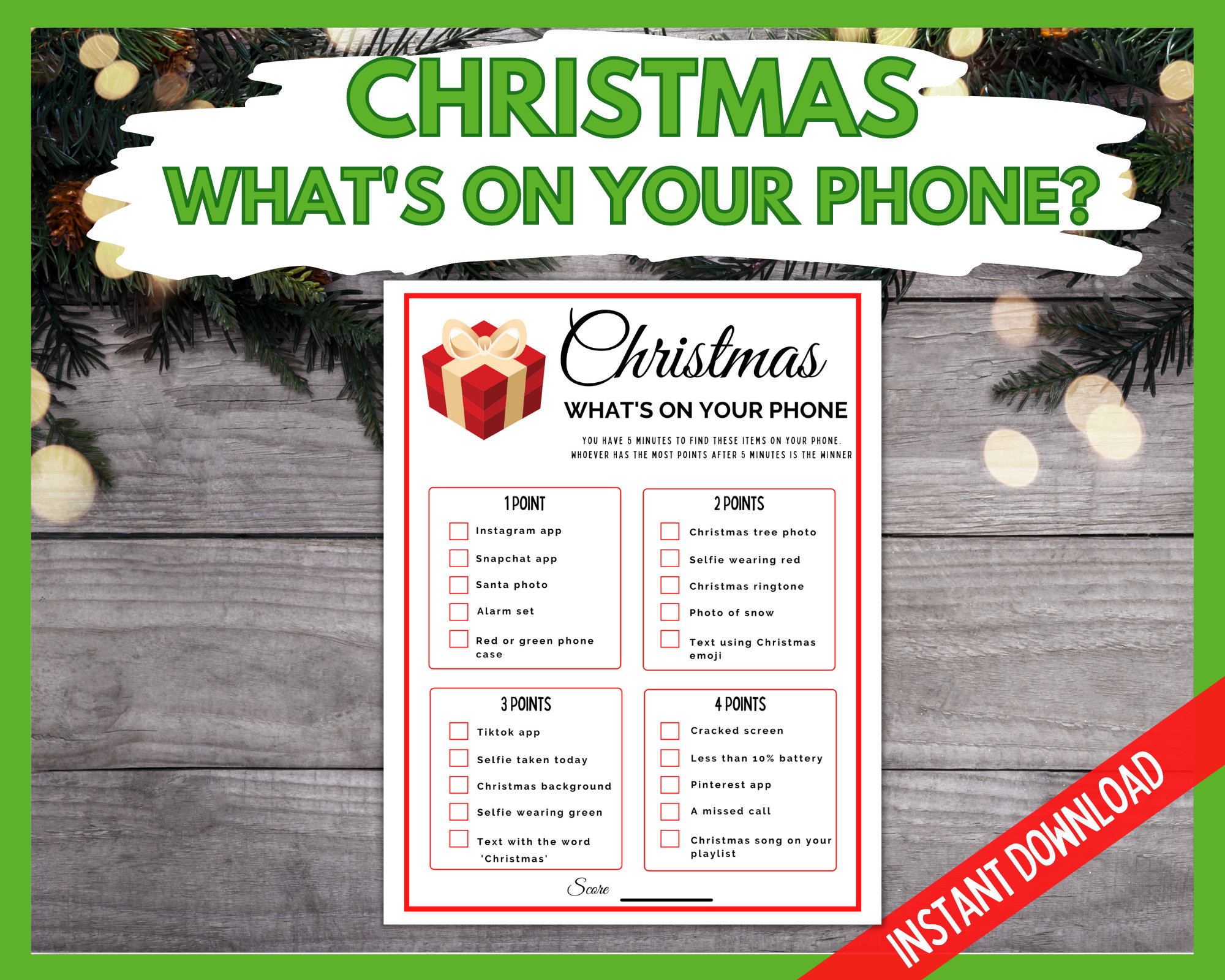 Christmas What's on Your Phone Game Fun Christmas Game - Etsy