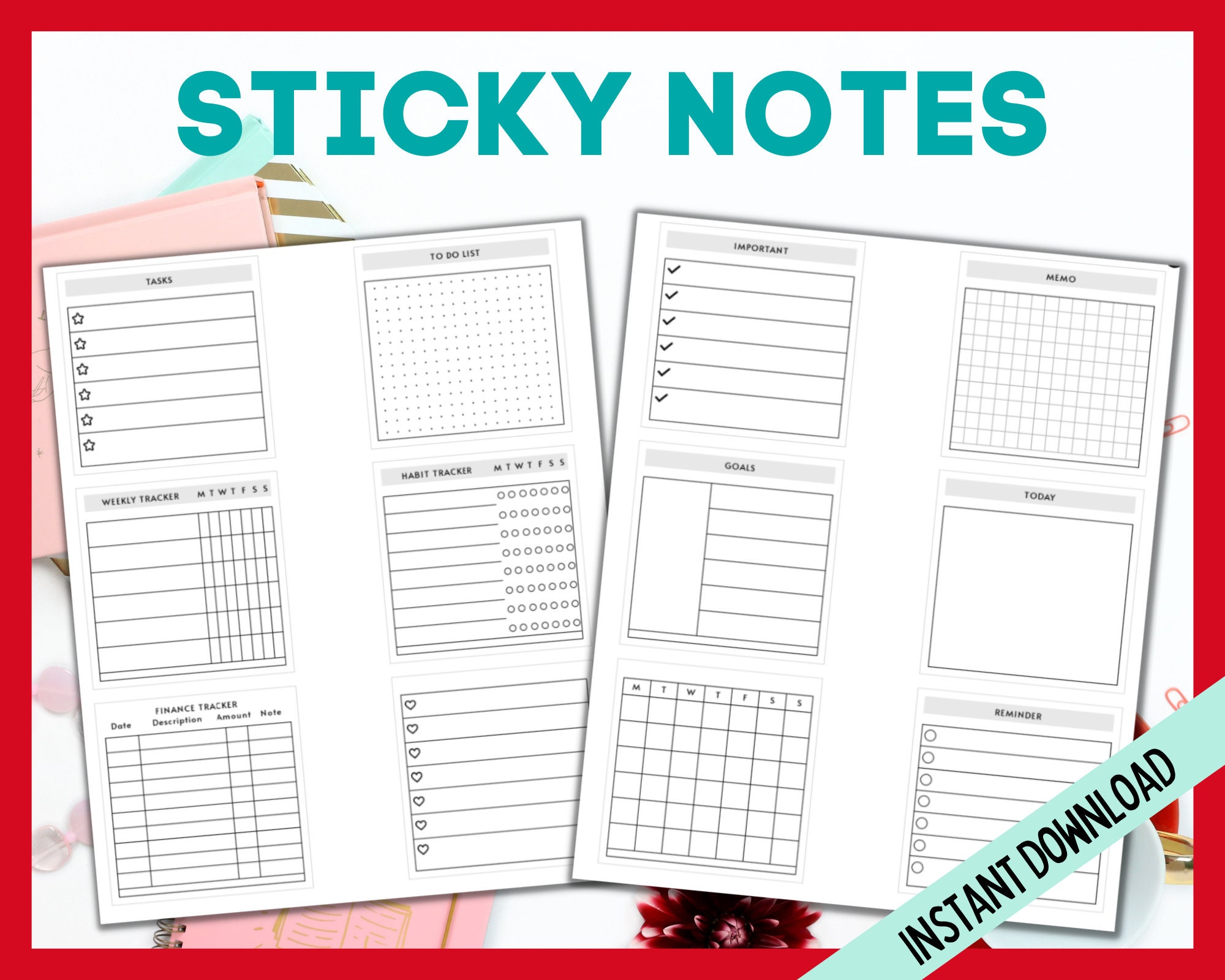 12 Sticky Notes for Your Planners Printable Sticky Notes to - Etsy