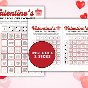 Valentines Dice Gift Exchange Game, Printable Valentine's Day ...