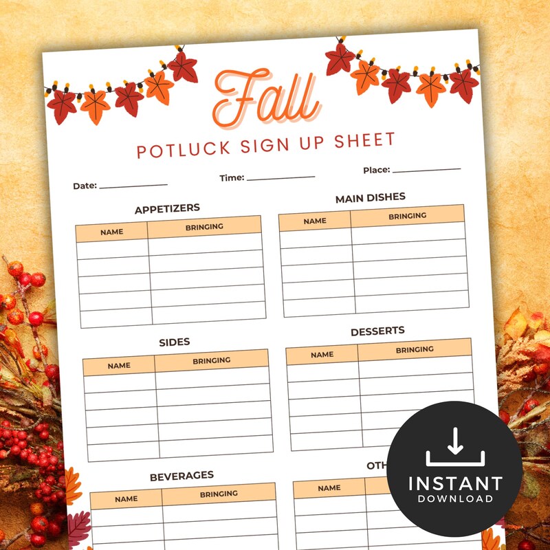 Fall Festival Sign up Sheets - Etsy
