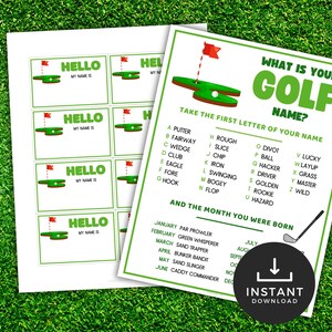 What's Your Golf Name Game, Printable Golf Party Game, Golf Birthday ...