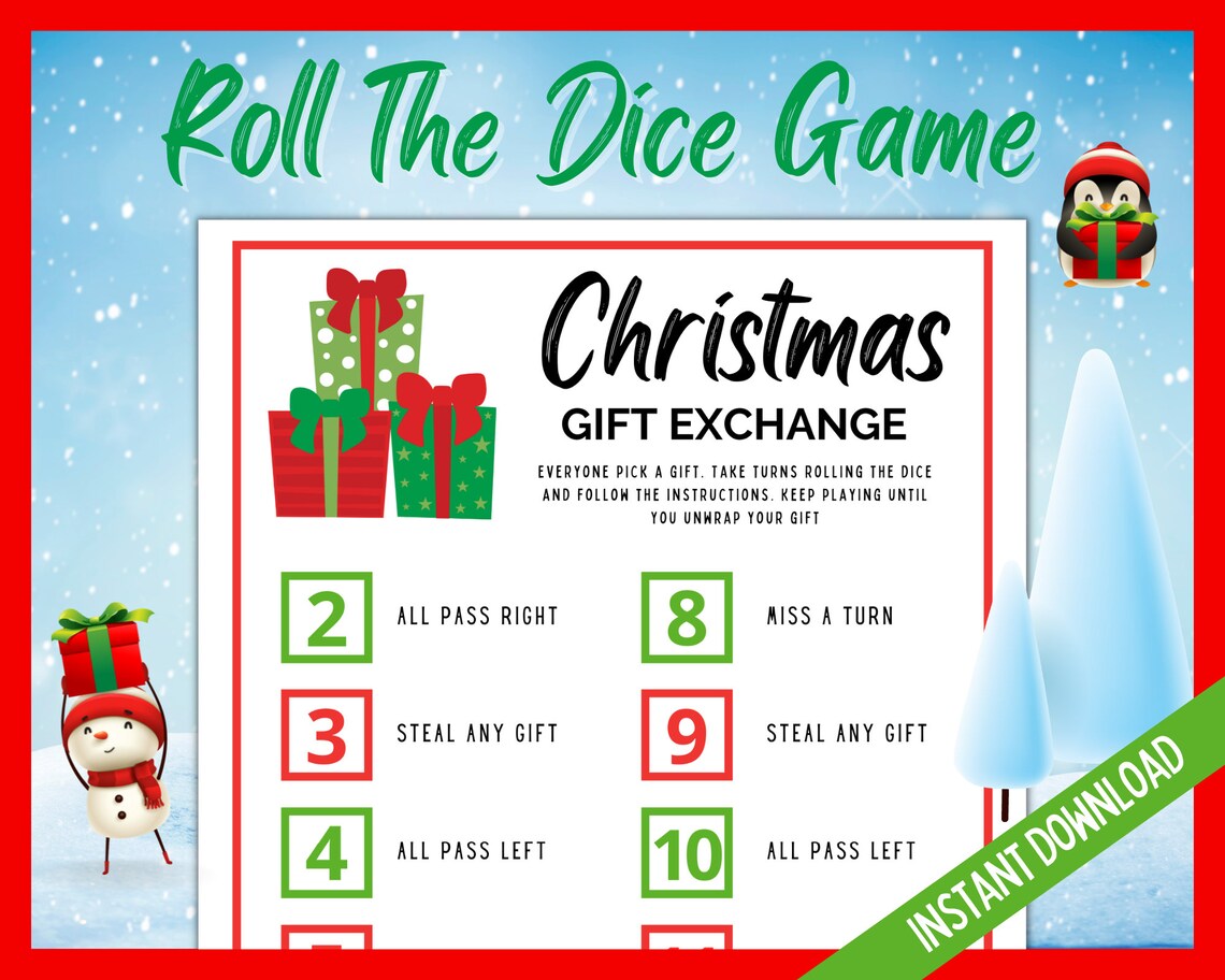 Christmas Roll the Dice Game Fun Christmas Roll the Dice Gift | Etsy