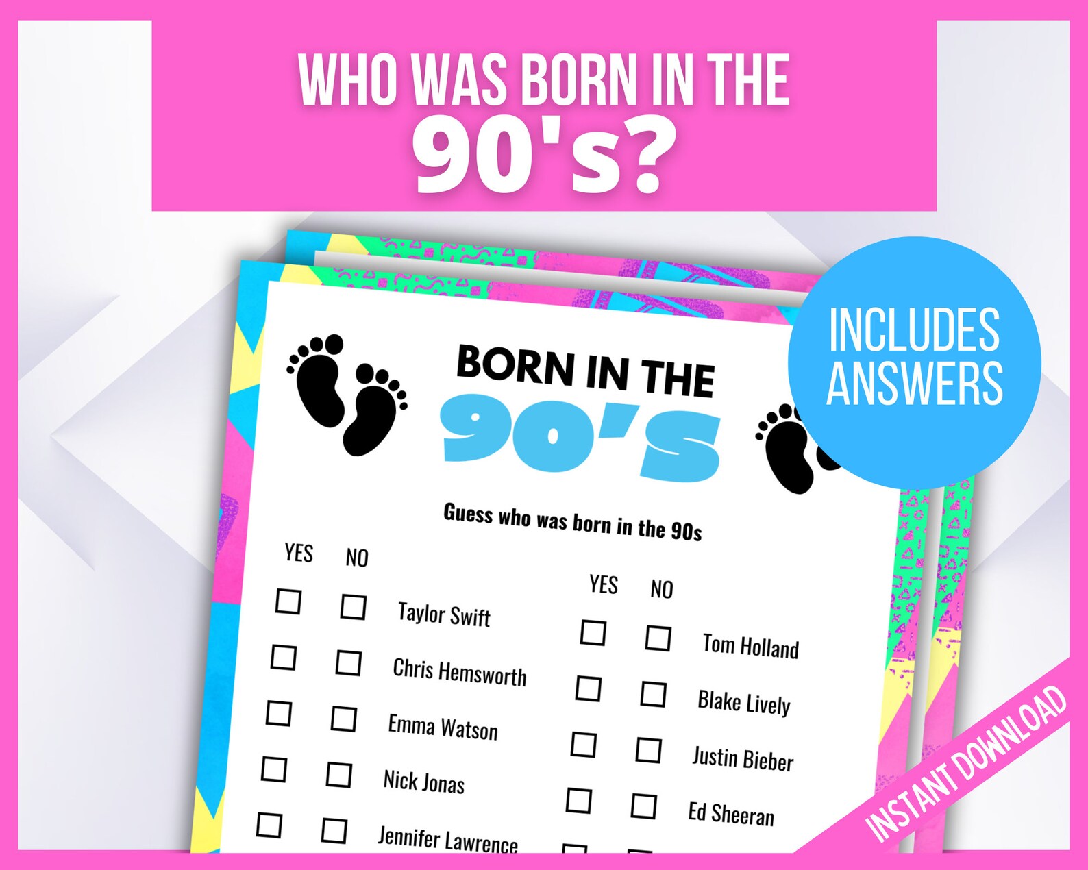 90s Printables Games Bundle,, 90s Printable Party Game, 1990s Trivia ...