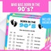 90s Printables Games Bundle,, 90s Printable Party Game, 1990s Trivia ...