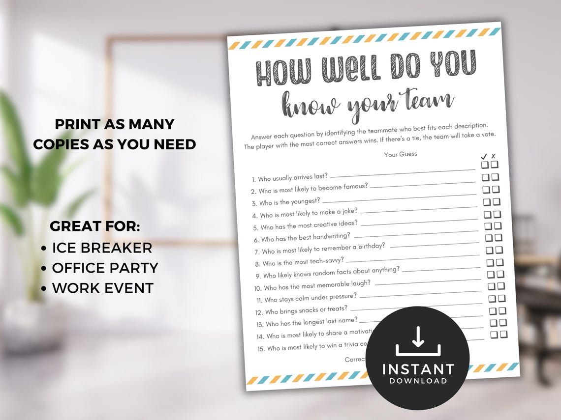 Get to Know Your Team, Ice Breaker, Team Building Activity, Coworker ...