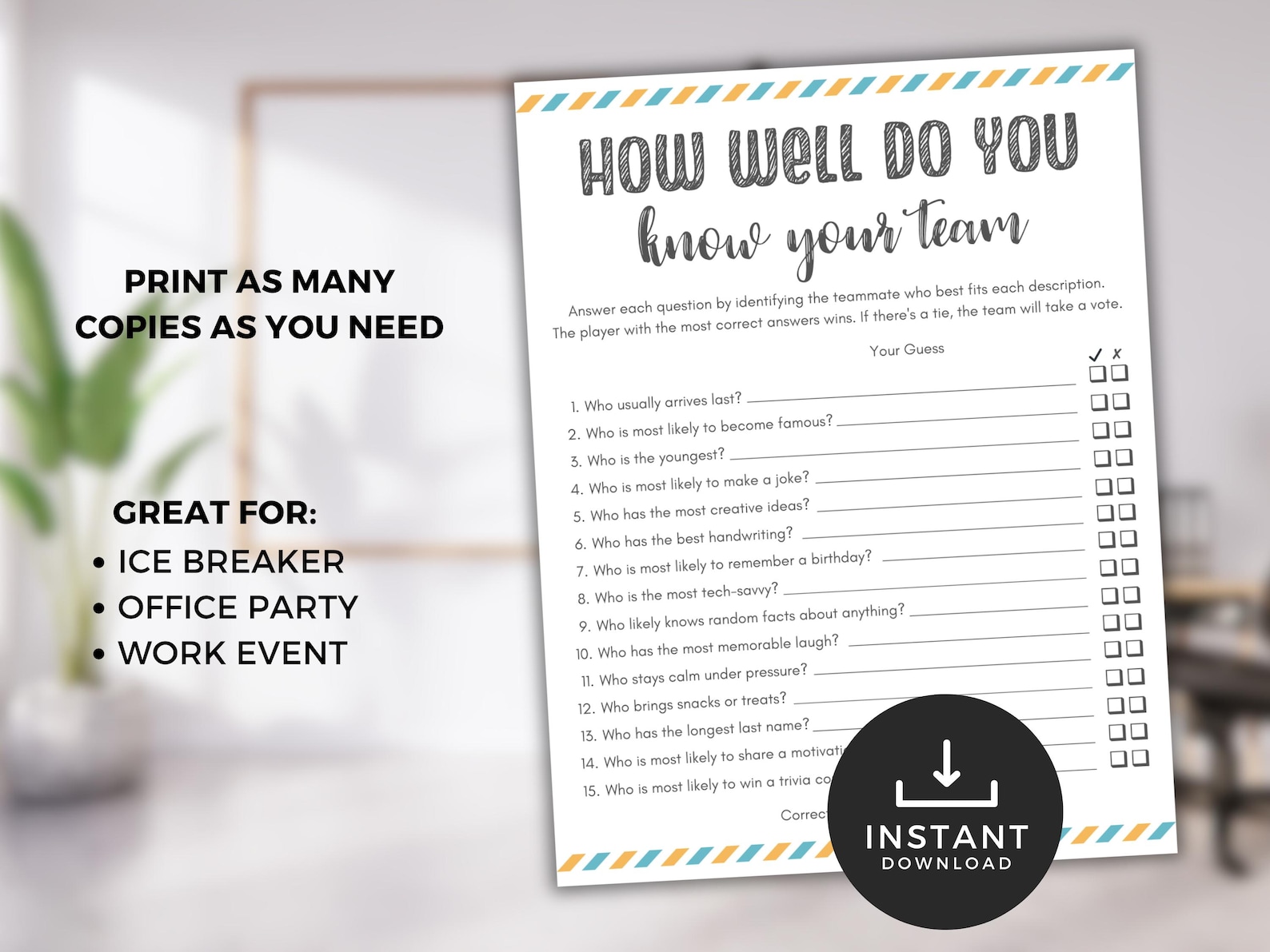 Get to Know Your Team, Ice Breaker, Team Building Activity, Coworker ...