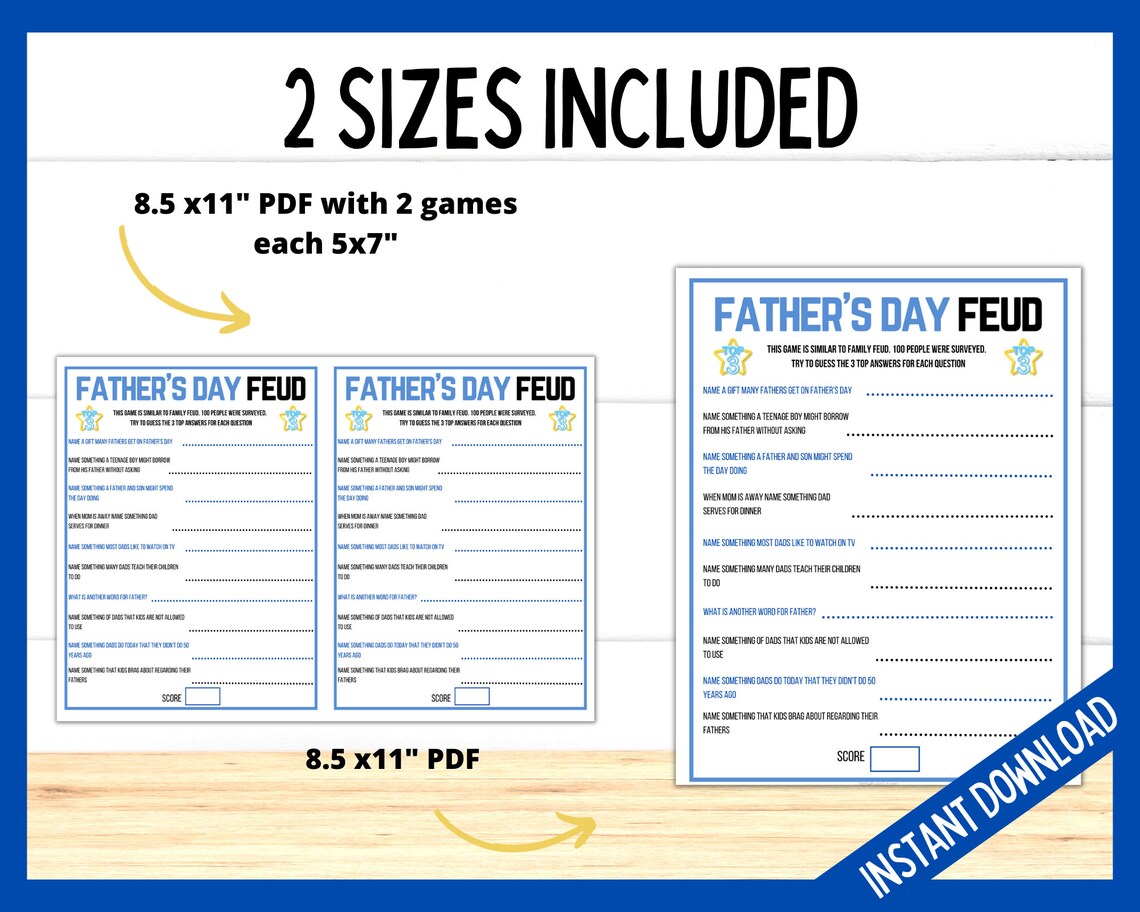 Father's Day Feud Game, Fun Dad Games, Father's Day Game for Kids ...