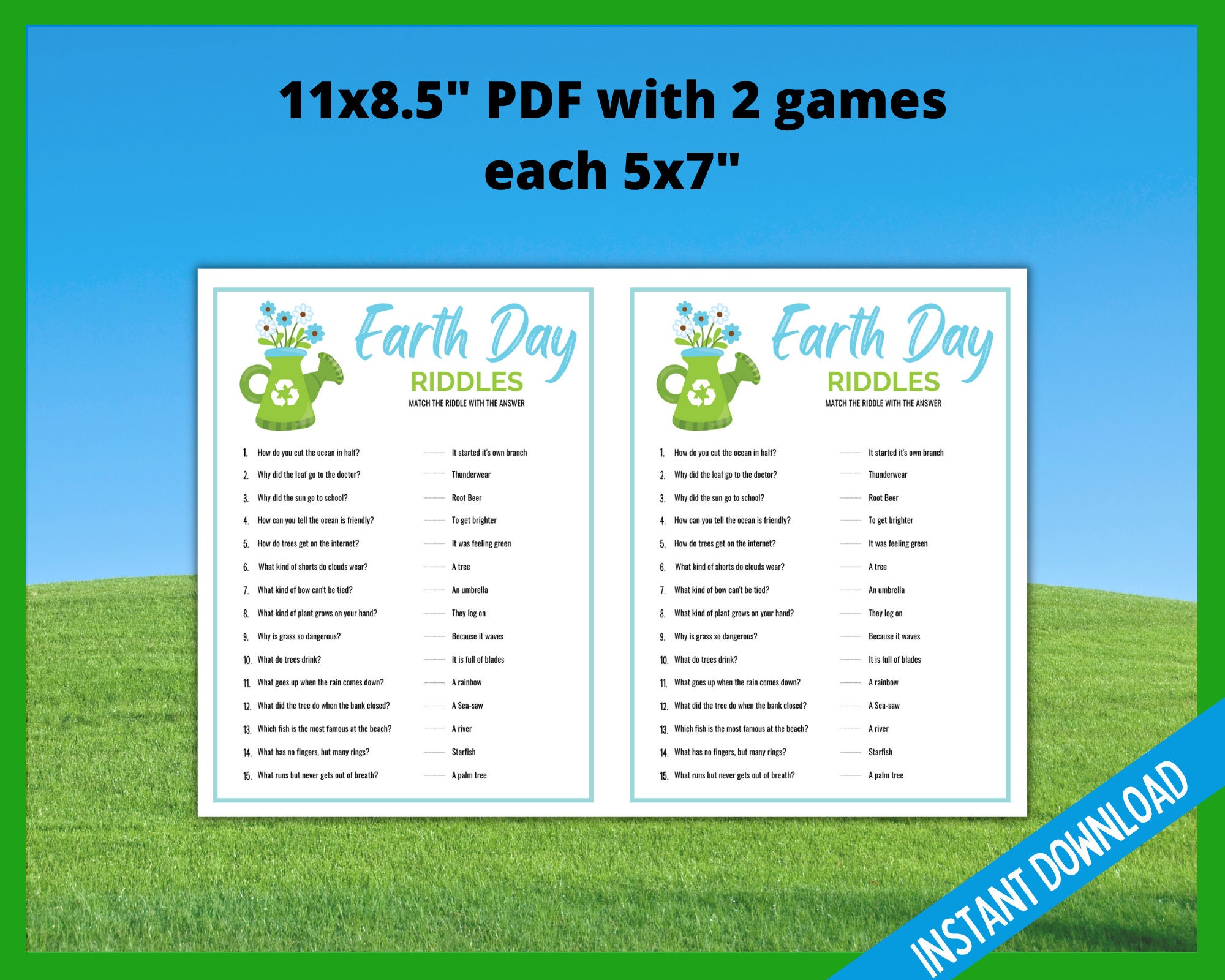 Earth Day Jokes for Kids Printable Earth Day Riddles Earth - Etsy
