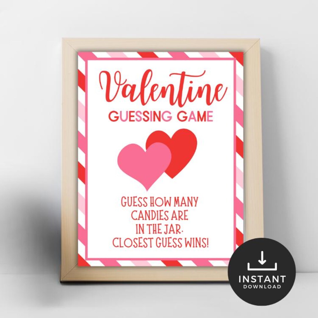 Valentines Guessing Game, Guess the Candies in the Jar, Printable ...