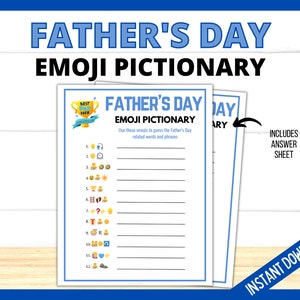Father's Day Emoji Pictionary, Dad Game, Fathers Day Printable Games ...