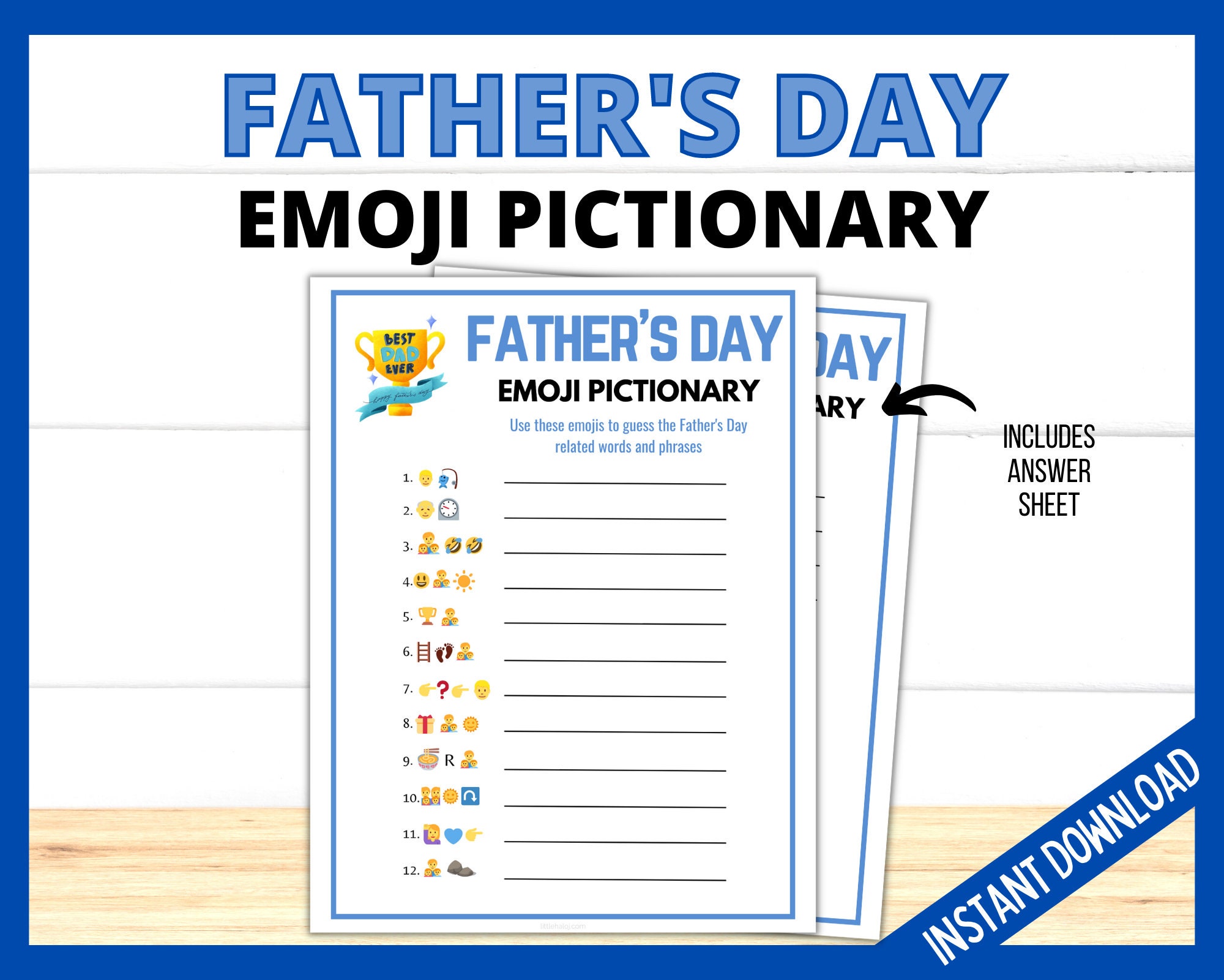 Father's Day Emoji Pictionary Dad Game Fathers Day - Etsy