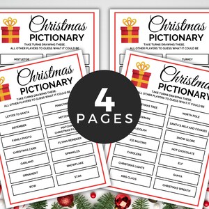 Christmas Pictionary Cards, Christmas Party, Christmas Printable Games ...