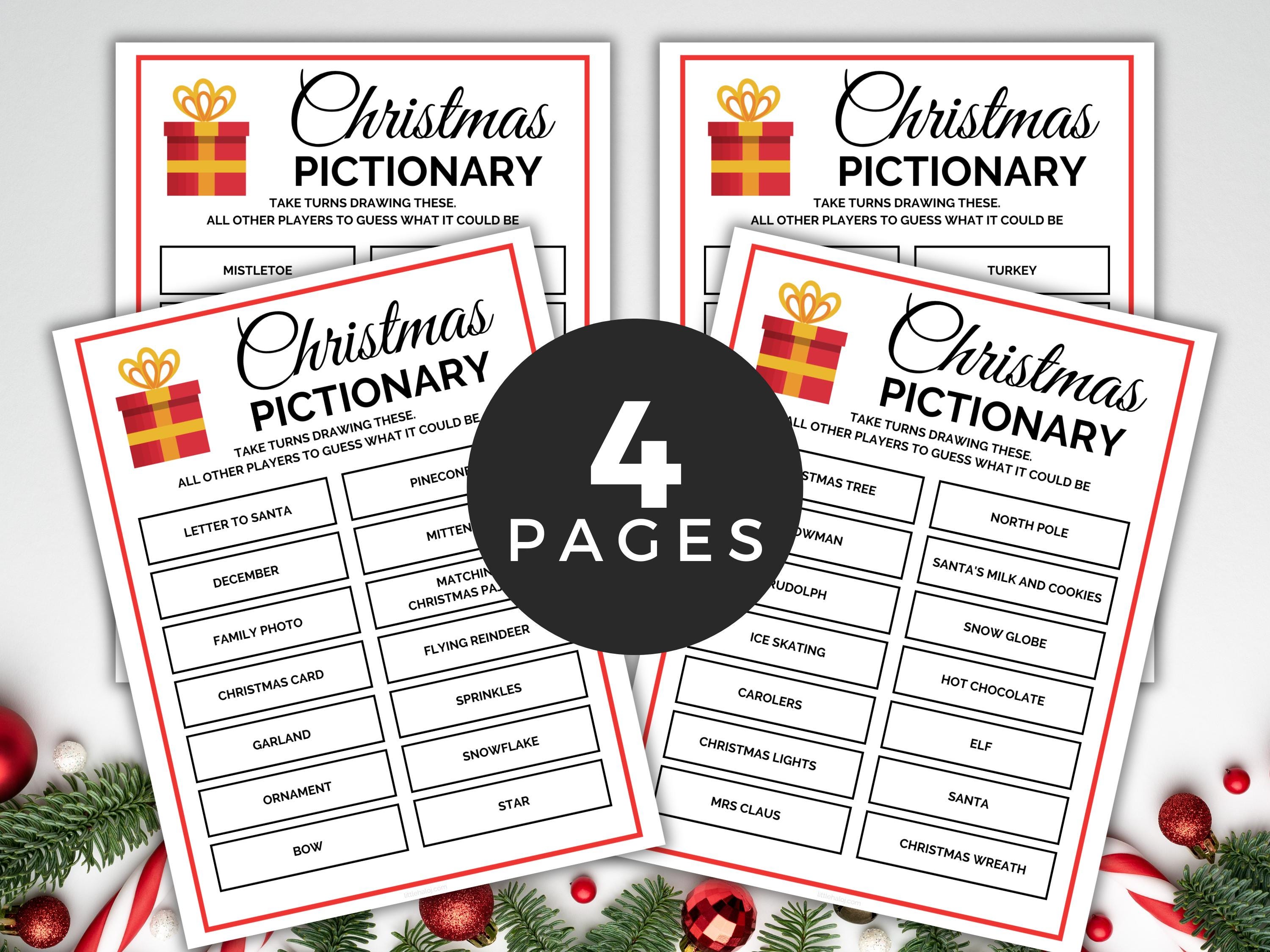 Christmas Pictionary Cards, Christmas Party, Christmas Printable Games ...