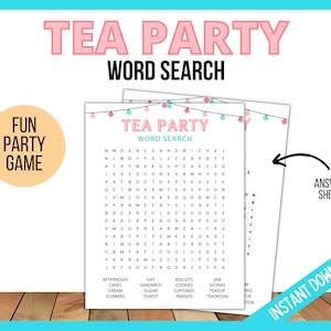 Tea Party Word Search, Printable Tea Party Game, Tea Party Fun Games ...