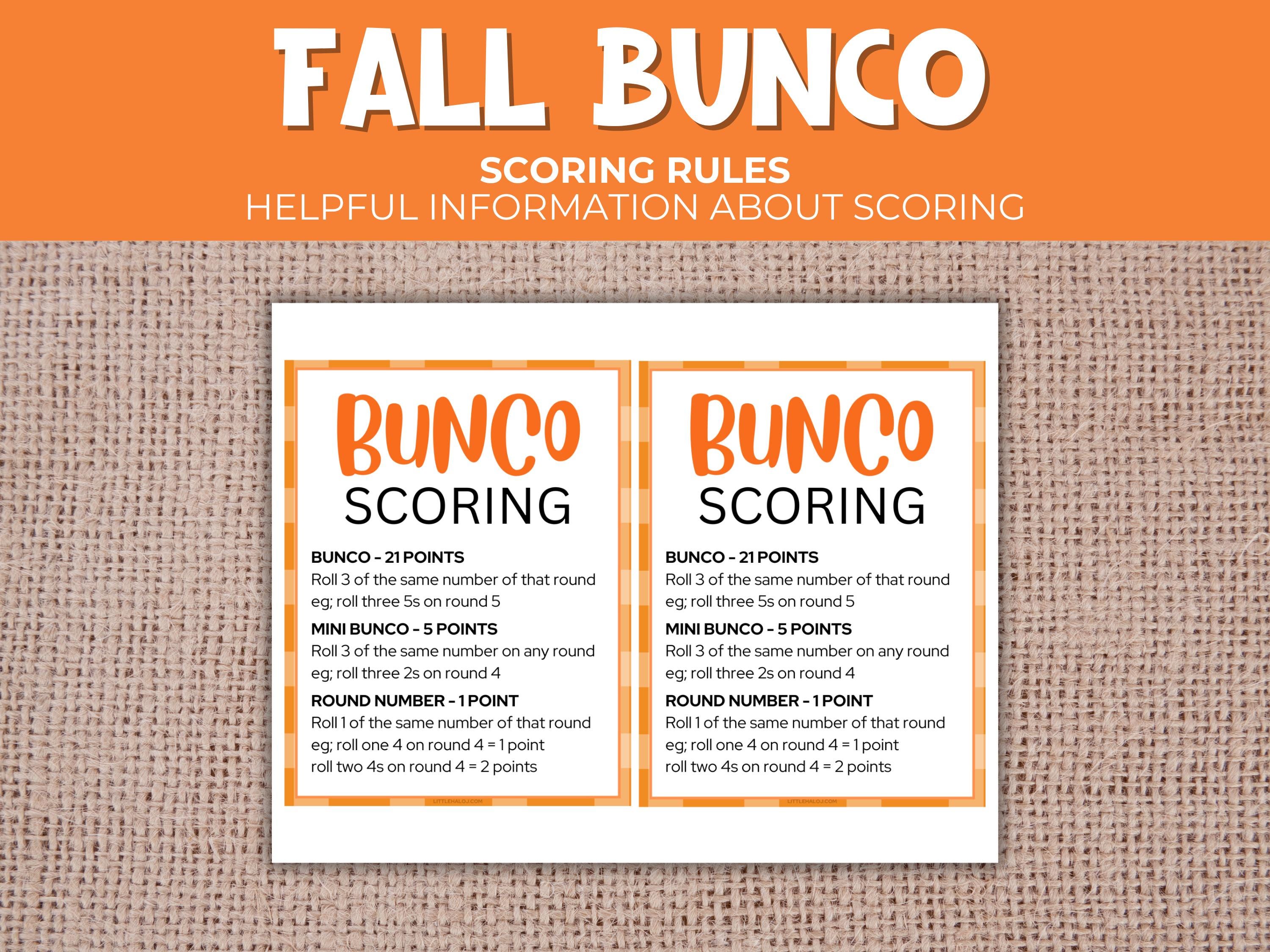 Fall Bunco Printable Party Pack and Scorecards, Thanksgiving Bunco ...