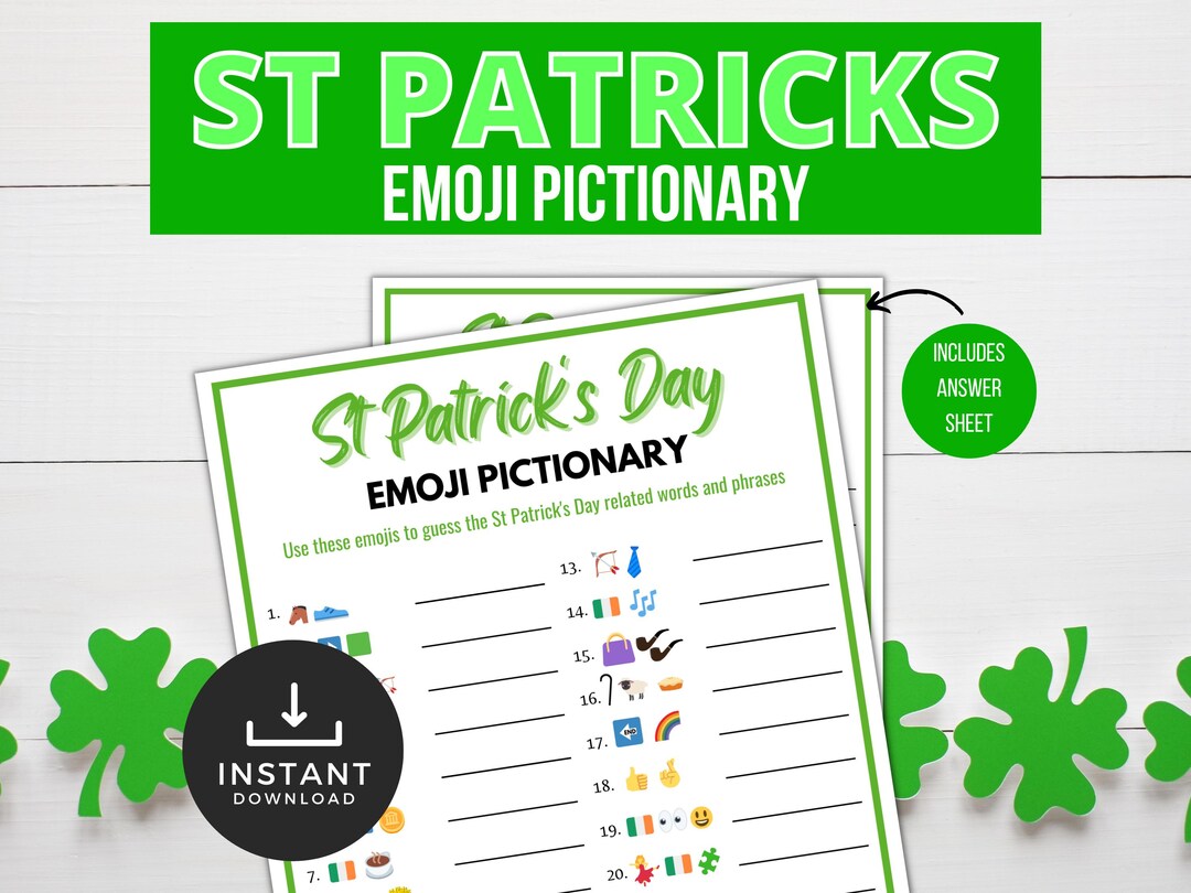 St Patricks Day Emoji Pictionary, Printable St Patricks Games, St Paddy ...