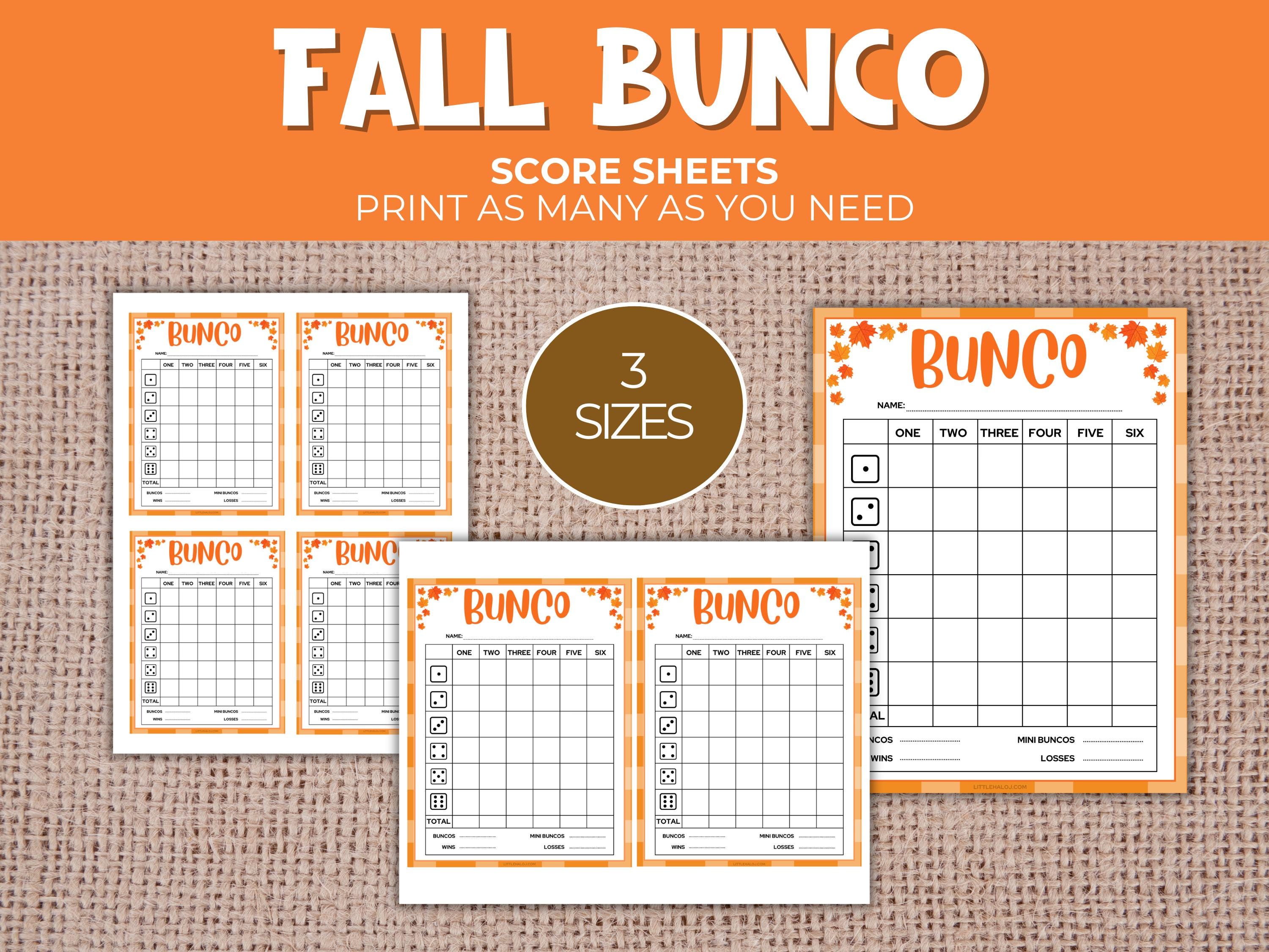 Fall Bunco Printable Party Pack and Scorecards, Thanksgiving Bunco ...