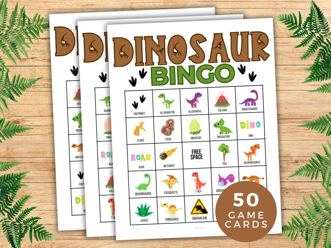 Dinosaur Bingo, Dinosaur Birthday Party, Kids Dinosaur Activity ...