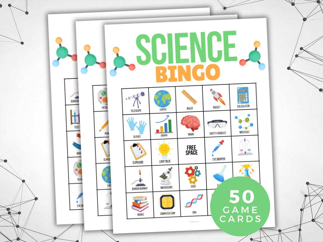 Science Bingo Cards, Science Printables, Science Classroom Game, Mad ...