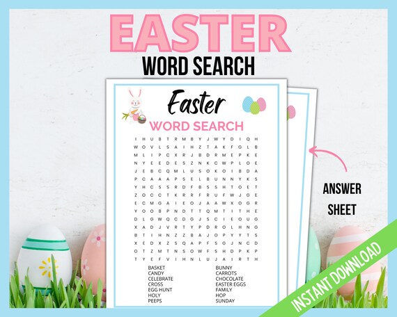 Easter Word Search, Fun Easter Printable Games, Easter Word Game for ...
