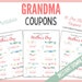 Grandma Coupons, Printable Gifts for Grandma, Mother's Day Coupons ...