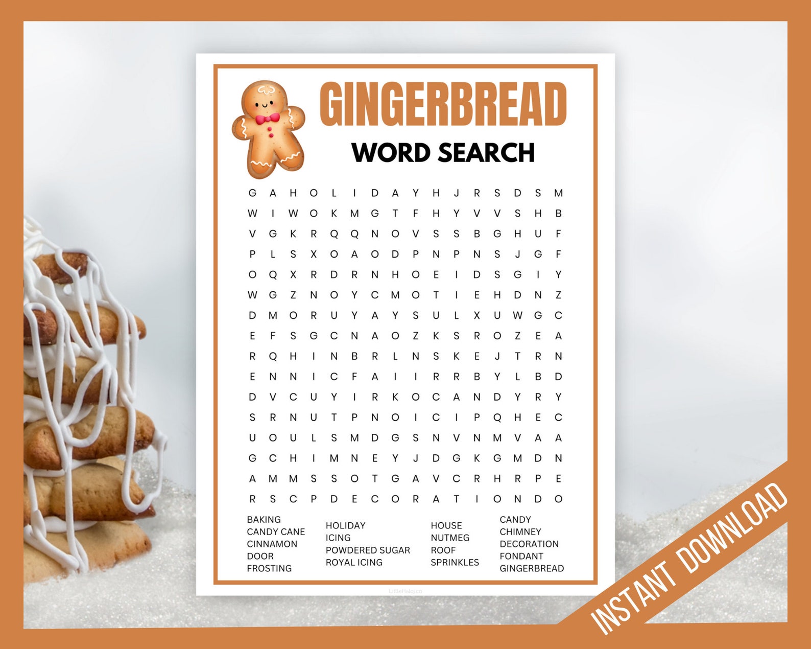 Gingerbread Word Search, Fun Winter Printable Games, Winter Word Game ...