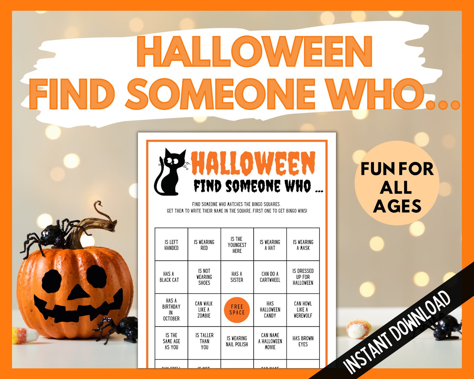 Halloween Find Someone Who Game Halloween Printable Games | Etsy