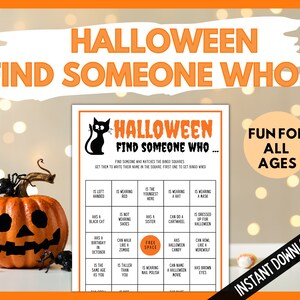 Halloween Find Someone Who Game, Halloween Printable Games, Halloween ...