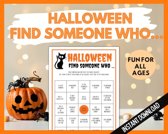Halloween Find Someone Who Game, Halloween Printable Games, Halloween ...