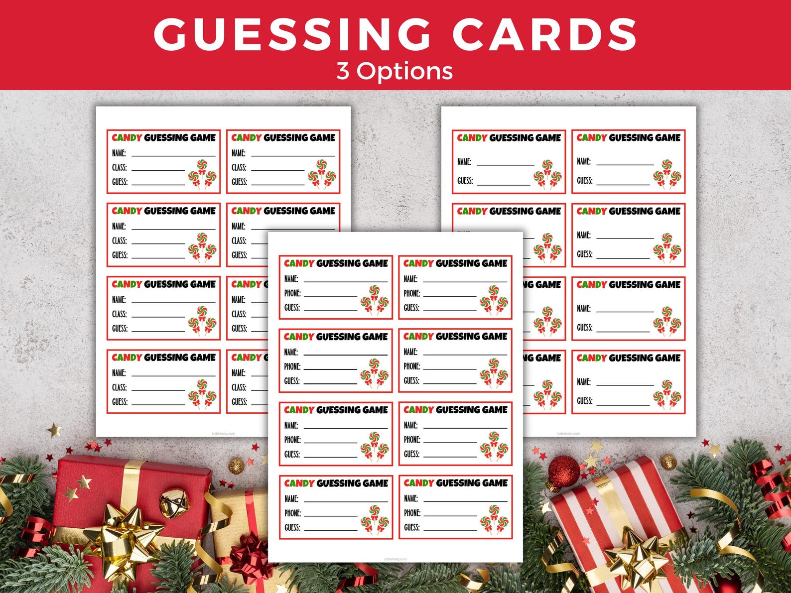 Christmas Candy Guessing Game, Christmas Party Games, Printable Festive ...