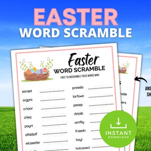 Easter Word Scramble, Easter Party Games, Easter Word Unscramble Party ...