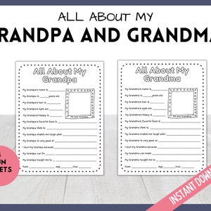 All About My Grandpa and All About Grandma, Printable Coloring Cards ...