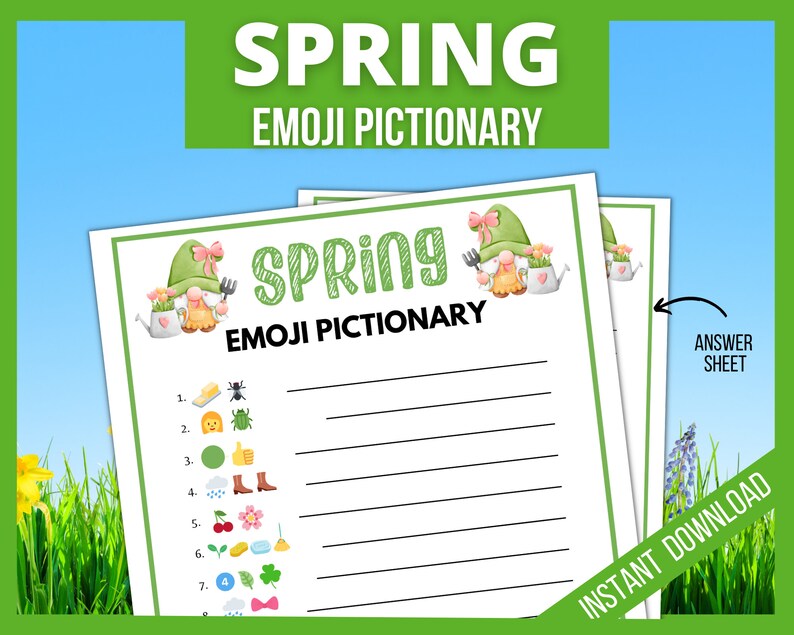 Spring Emoji Pictionary Printable Spring Games Spring - Etsy