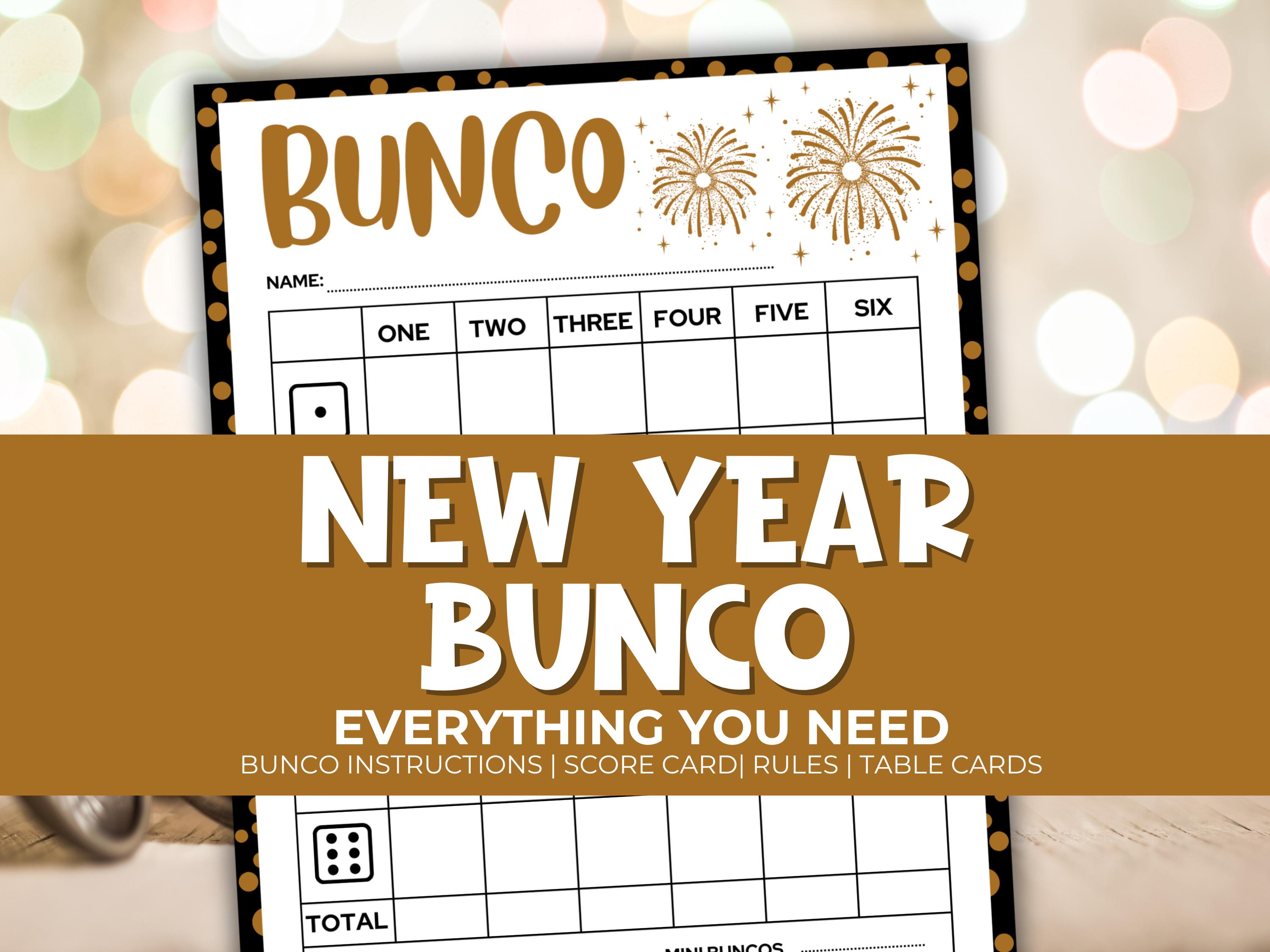 New Year Bunco Printable Party Pack and Scorecards, Bunco Game Rules ...