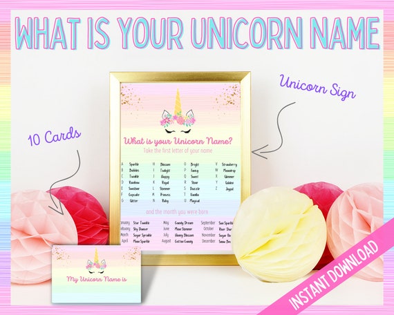 What's Your Unicorn Name Sign, Unicorn Birthday Sign, Unicorn Name ...