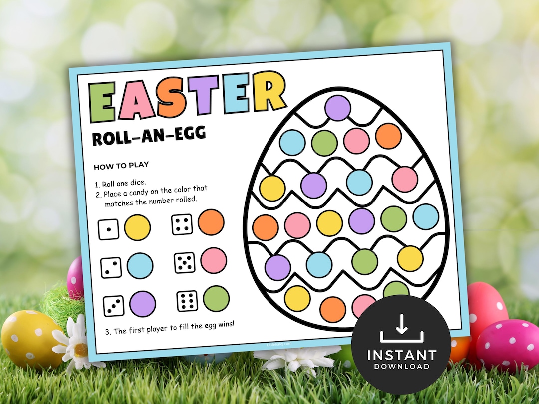 Easter Egg Roll and Cover Game, Easter Kids Games Printable , Easter ...