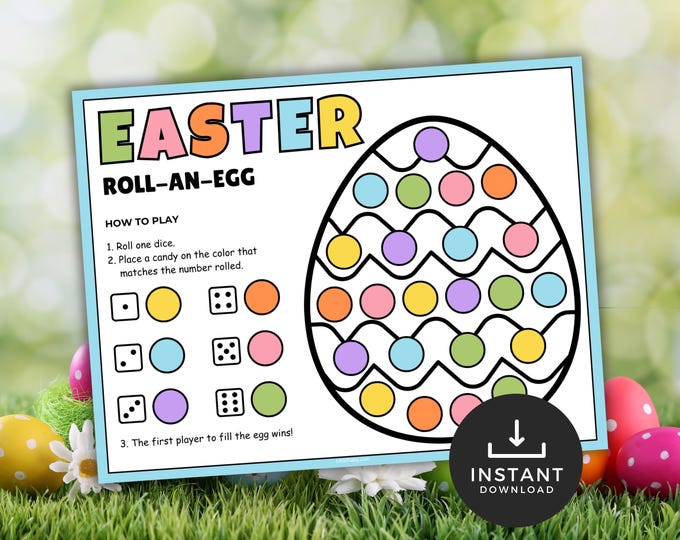 Easter Egg Roll and Cover Game, Easter Kids Games Printable , Easter ...